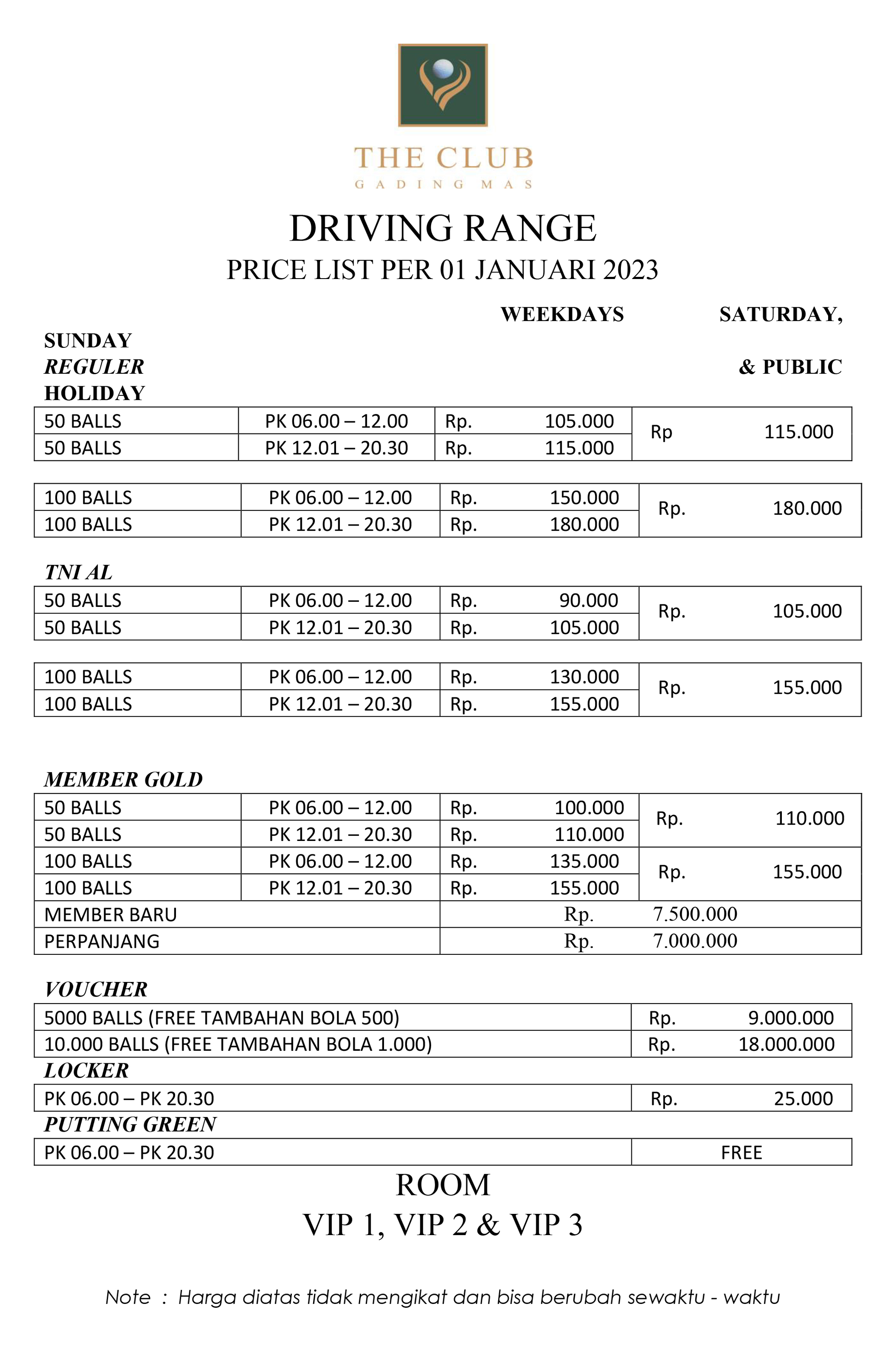 Membership The Club Gading Mas Driving Range Kelapa Gading Jakarta